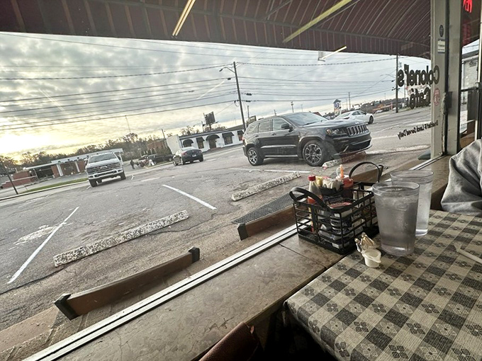 A room with a view... of more food coming your way! Watch the world go by as you contemplate your next culinary conquest.