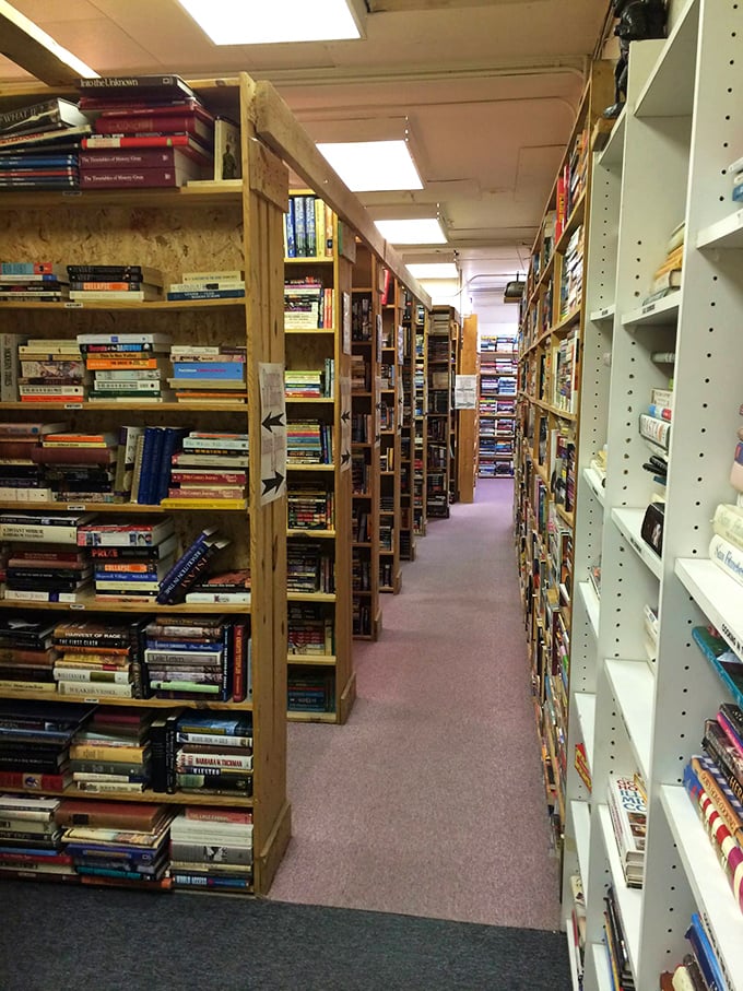 Down the rabbit hole of reading. This aisle probably leads to Wonderland &ndash; or at least the Fantasy section.