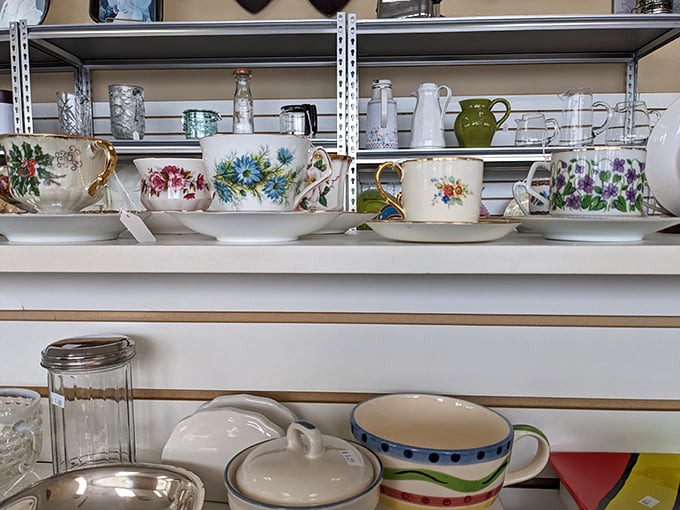 Grandma's china cabinet meets hipster caf&eacute; in this delightful dish display. Warning: may induce sudden urges to host elaborate tea parties.
