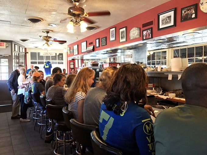 The breakfast club in session! Pete's counter is where strangers become friends, united by their love of good food and better conversation.