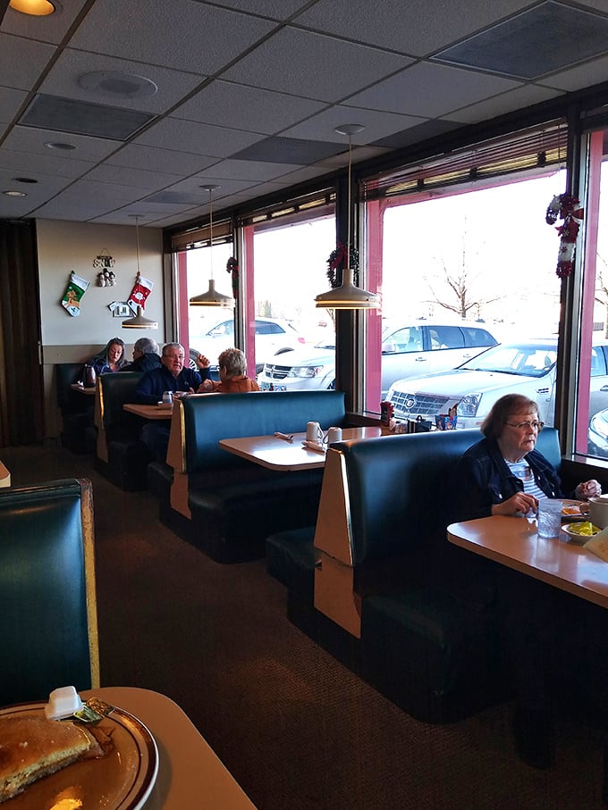 The breakfast club in session! These booths have heard more local gossip than a small-town barbershop. Pull up a seat and join the conversation.