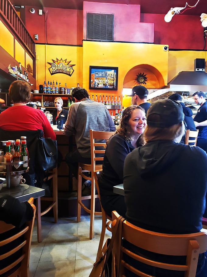 Happy faces and full plates: the universal language of a great breakfast joint. These diners are living their best lives.