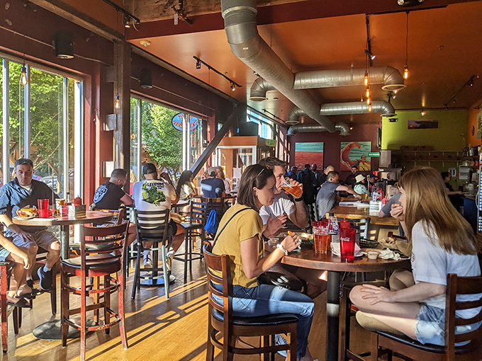 Where the magic happens! This bustling dining area is where wing dreams become sauce-covered realities.