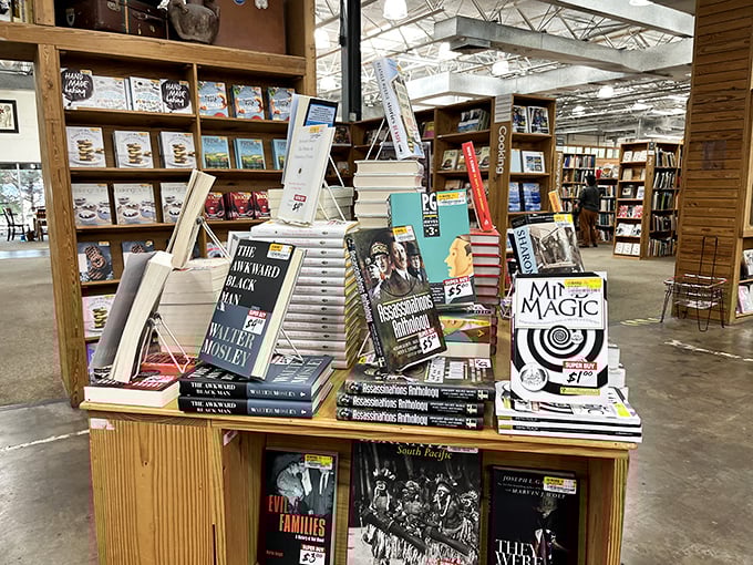 From bestsellers to hidden gems, this display is a treasure trove of literary delights. It's like a box of chocolates, but for your brain.