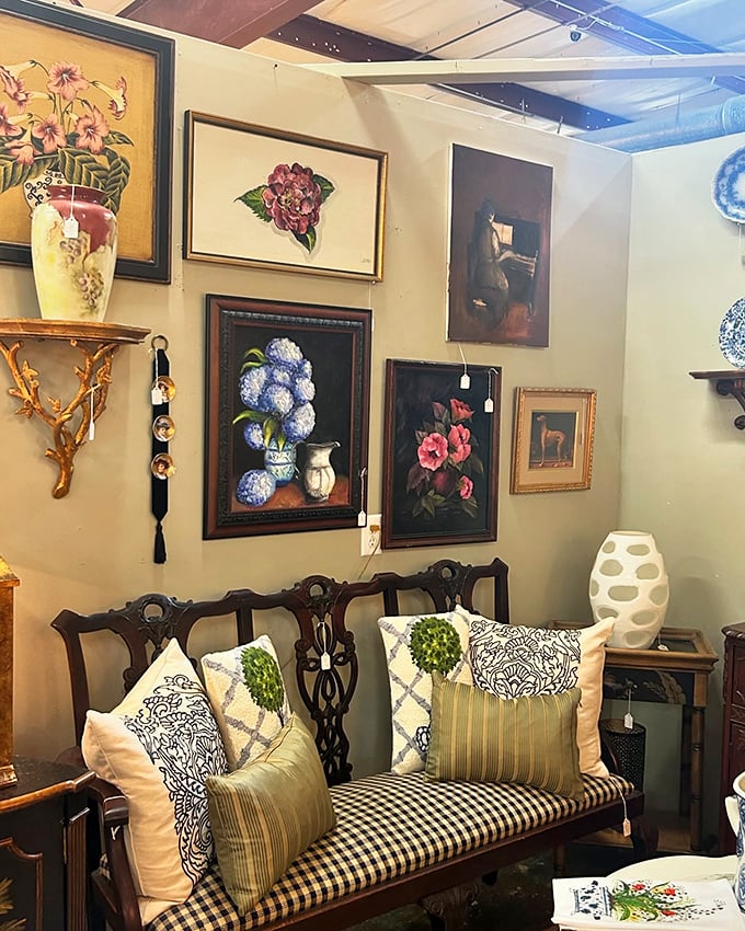 A gallery of memories framed in gold. Each painting a window to a world where hydrangeas reign supreme.