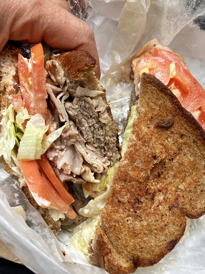A grilled turkey and roast beef sandwich that's hotter than a Vermont summer and more satisfying than finding the perfect maple tree.