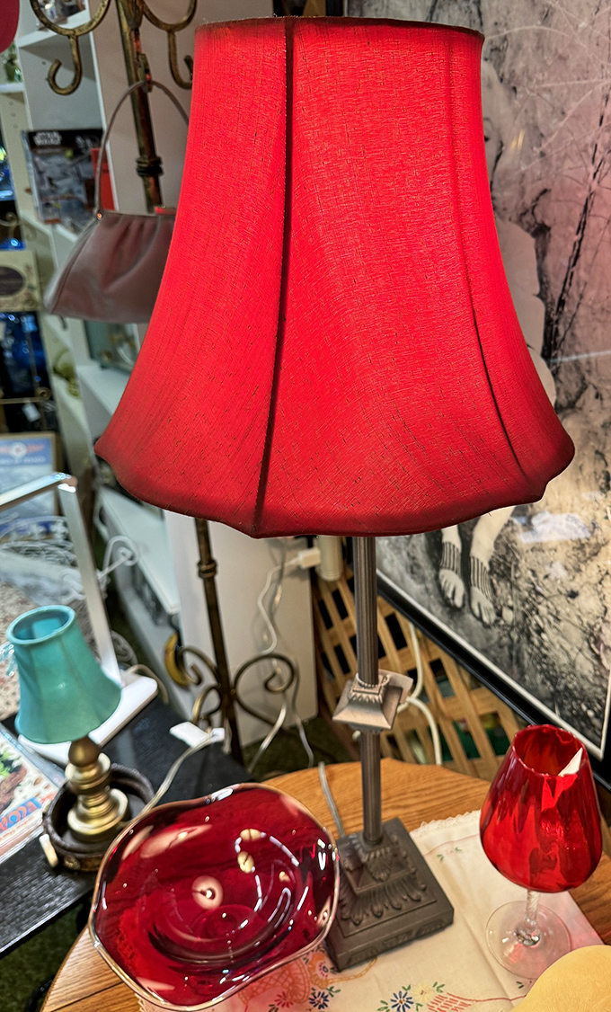 This lamp's seen things, man. It's been illuminating conversations since bell-bottoms were unironically cool.