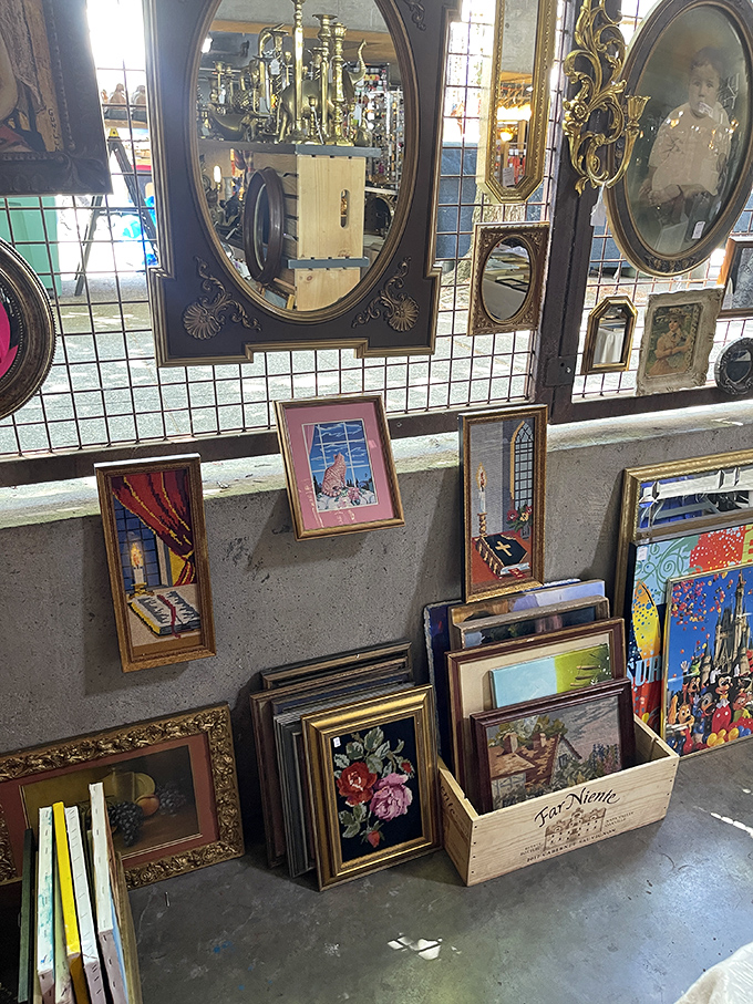 Mirror, mirror on the wall, who's the quirkiest of them all? This eclectic mix of frames reflects the market's diverse charm and artistic flair.
