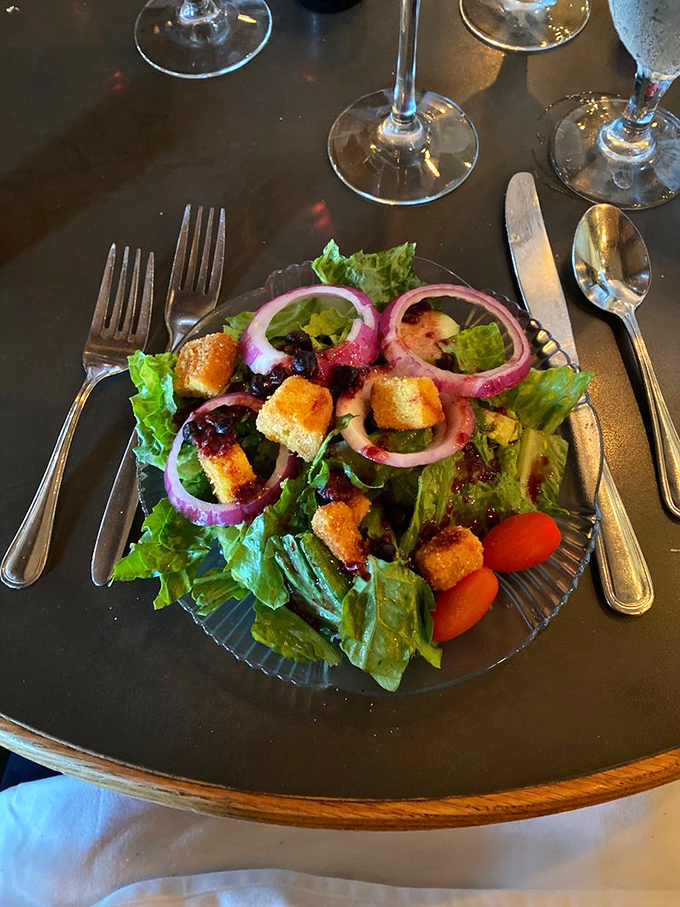 A salad that proves eating your greens can be an adventure. It's like a treasure hunt, but every bite's a winner.