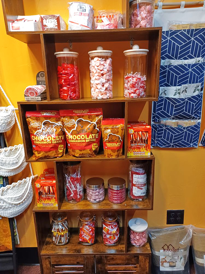 Sweet tooth's treasure trove! This shelf is stocked with enough sugary goodness to make Willy Wonka jealous.