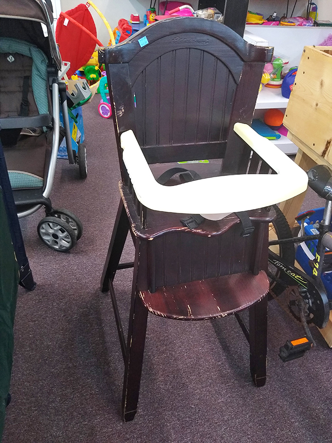 This antique high chair has seen more first birthdays than you've had hot dinners. Now that's what I call seasoned furniture!