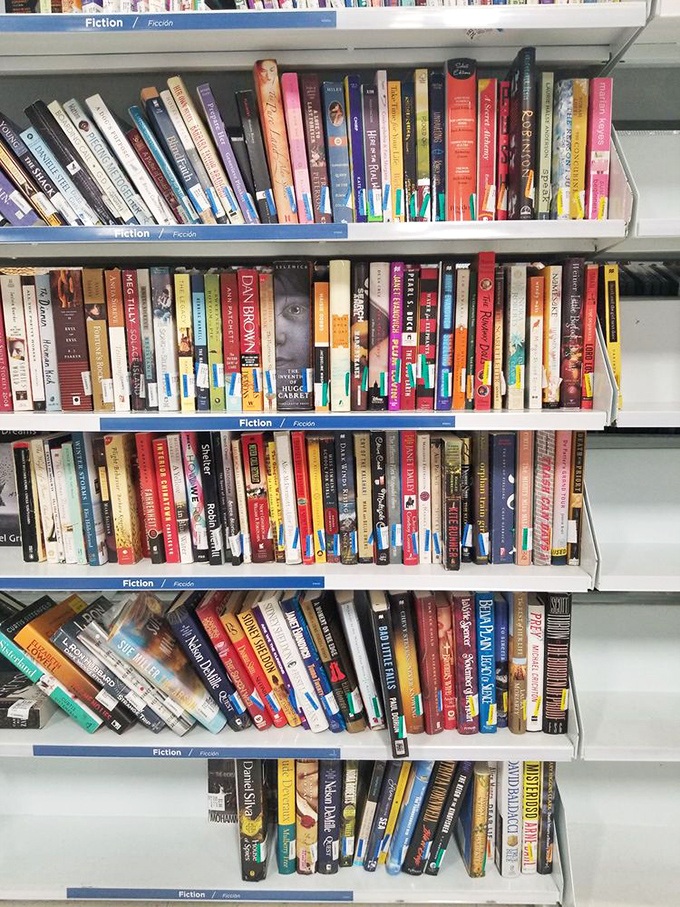 A bibliophile's paradise awaits. These shelves are like a literary buffet &ndash; sample a little of everything!