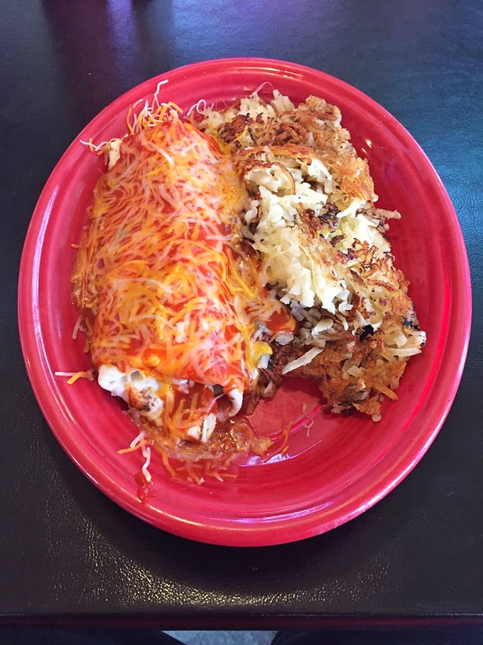 Breakfast burrito or edible work of art? This colorful creation is like a fiesta wrapped in a tortilla, ready to kick-start your day with a flavor explosion.