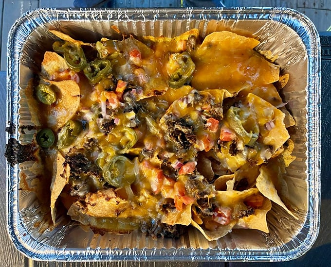 Nachos ascend to their highest calling when topped with brisket, jalape&ntilde;os, and melted cheese &ndash; a fusion dish that makes perfect sense after the first bite.