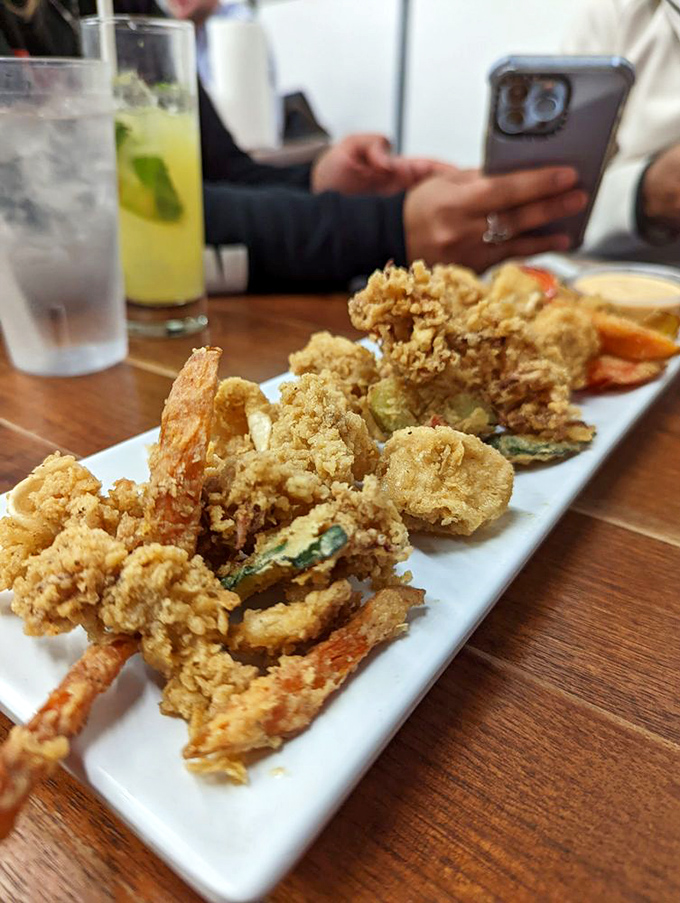 "Calamari that's crispy, golden, and utterly irresistible. It's like the potato chip of the sea &ndash; bet you can't eat just one!"