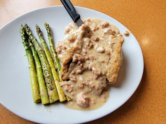 Chicken Fried Steak: Where "diet" goes to die and happiness comes to live. A crispy, creamy ode to indulgence.