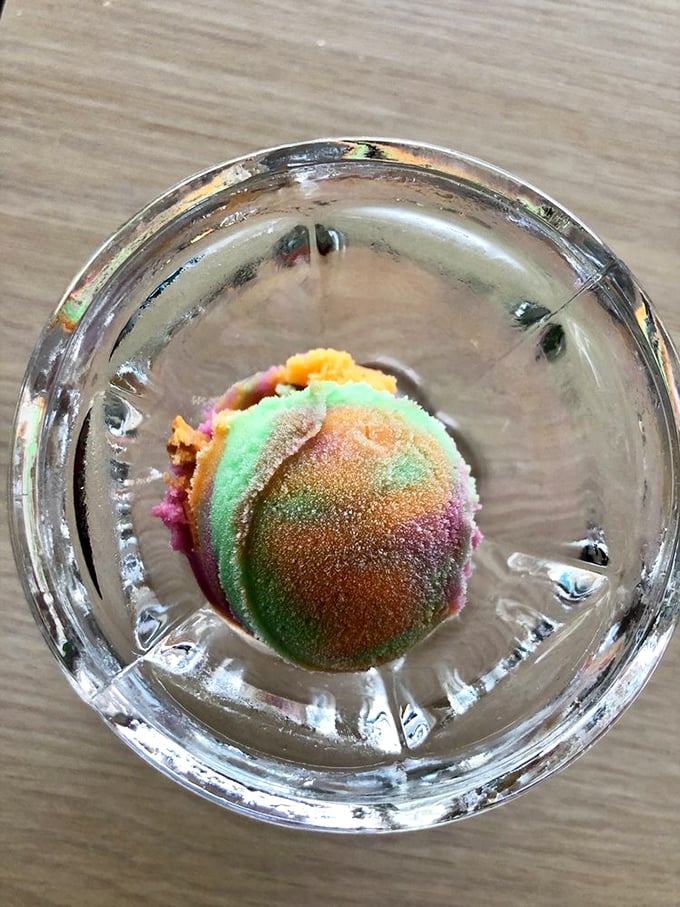 A palate-cleansing sherbet that's more refreshing than a dip in the Pacific. Taste the rainbow!