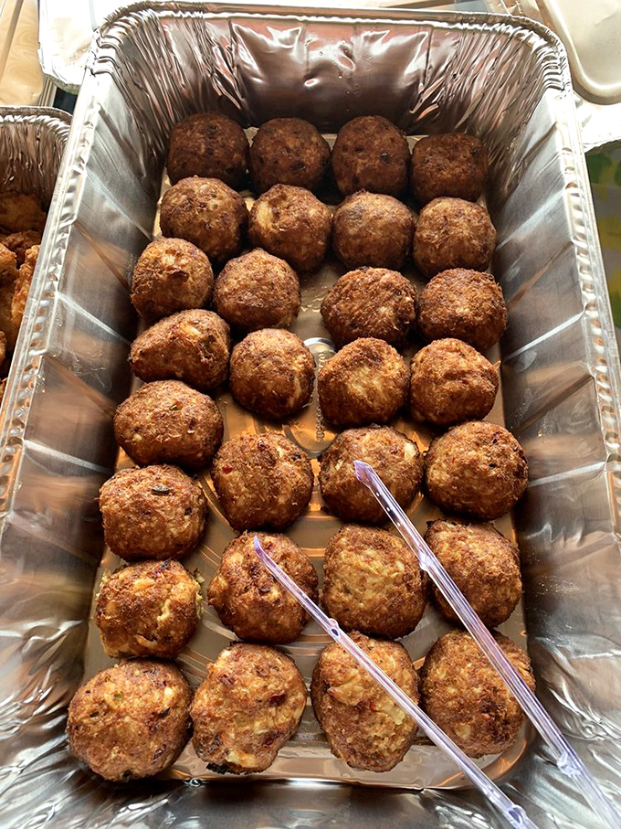 Golden orbs of deliciousness! These crab balls are like the caviar of comfort food - small, but oh so mighty.
