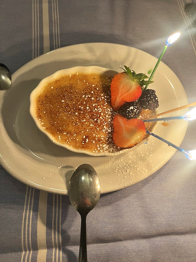 Crème brûlée: where dessert meets pyrotechnics. Crack that sugary top like you're breaking into Fort Knox!