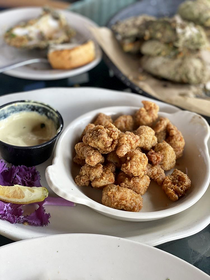 Fried alligator bites: Tastes like chicken? More like tastes like adventure! These crispy morsels are a Cajun twist on popcorn chicken.