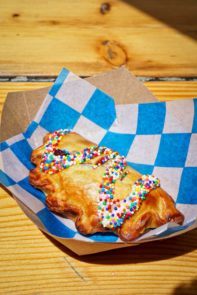 Handheld happiness! This sprinkle-topped treat is like a portable party, no RSVP required &ndash; just bring your appetite and dive in.