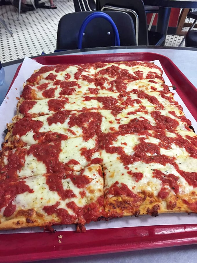 Behold the beauty of simplicity! This large cheese pizza is proof that sometimes, less is more &ndash; unless we're talking about cheese, then more is definitely more.