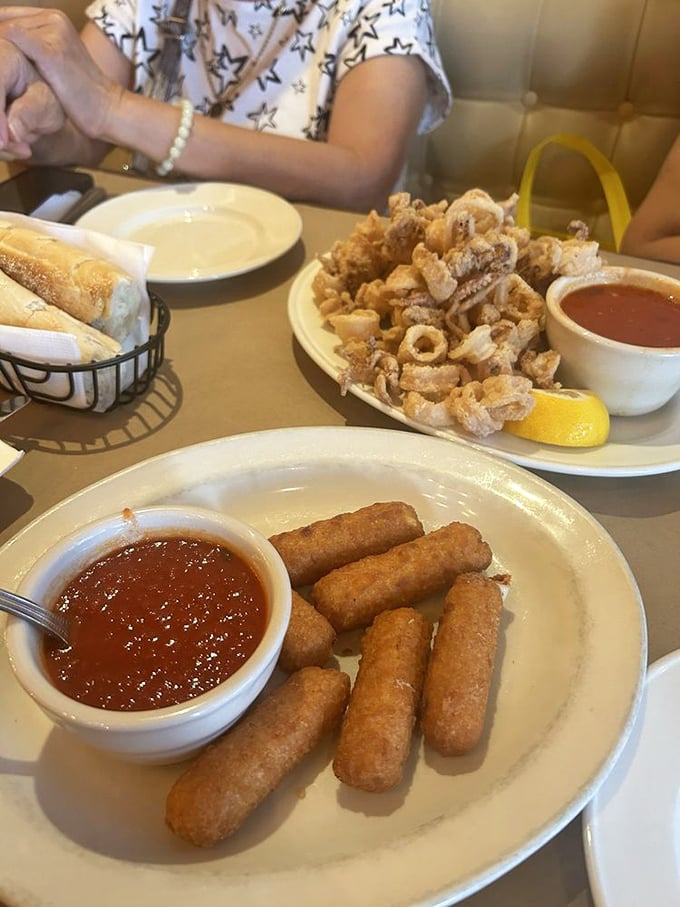 Fried food heaven! These mozzarella sticks and calamari are so good, they might make you forget about pizza... almost.