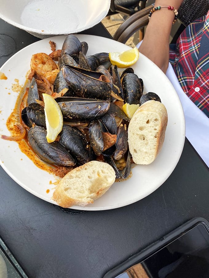 Mussels flexing their flavor: These plump beauties are ready to pump you up with a broth so good, you'll want to do laps in it.
