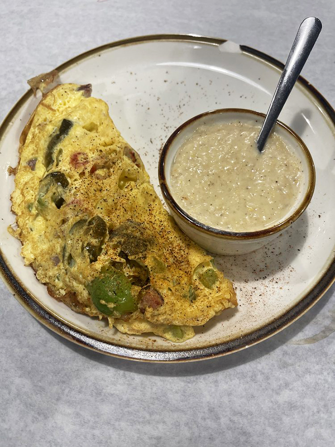 This isn't just an omelet, it's an egg-cellent adventure waiting to happen.