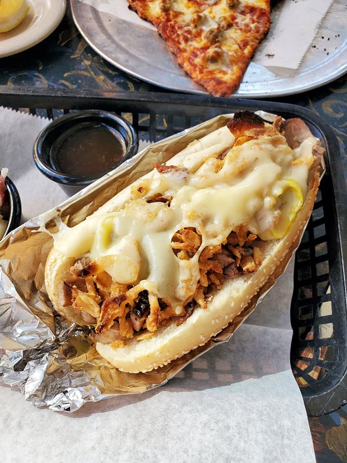 The roast beef sandwich that'll make you weak in the knees! It's piled so high, you might need a ladder to tackle this beauty.