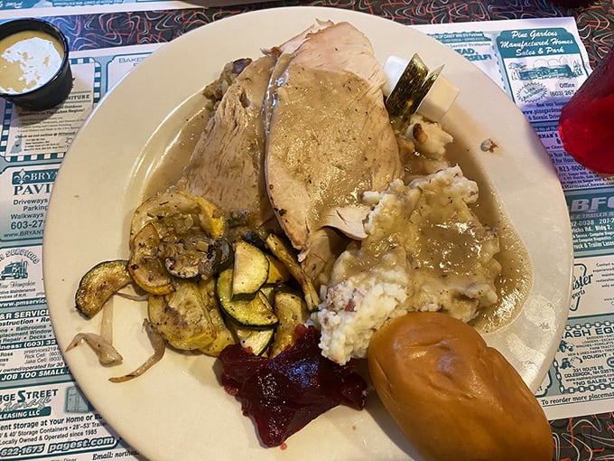 Thanksgiving on a plate! This turkey dinner might just make you grateful it's not actually November.
