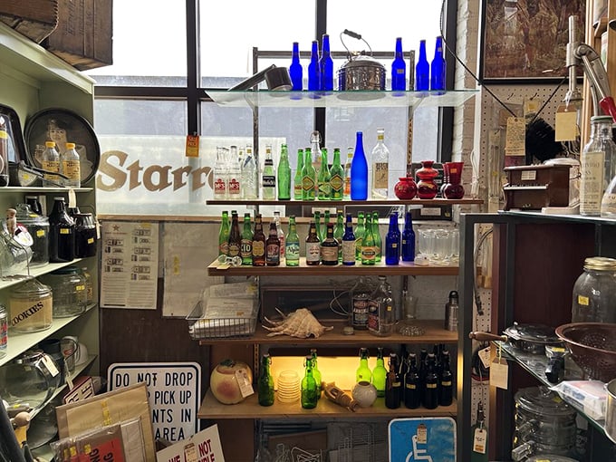 A rainbow of vintage bottles &ndash; perfect for those who like their decor shaken, not stirred. Don Draper would approve.