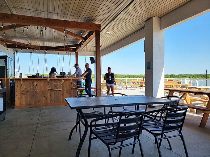 Alfresco dining with a view that'll make you forget you're landlocked. Who needs an ocean when you've got this?