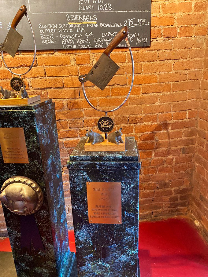 Trophy case of deliciousness! These awards are like a barbecue report card, and Whole Hog Café is definitely making the honor roll.