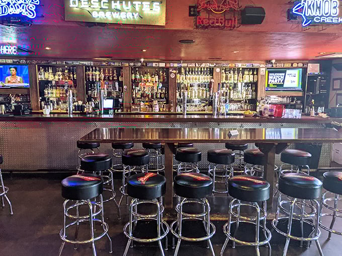 Liquid courage and burger fuel! Lucky 13's well-stocked bar is ready to quench any thirst.