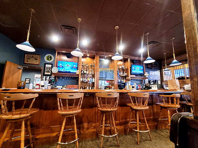 Belly up to bliss! This cozy bar area is perfect for sipping a cold one and swapping tall tales with the locals.