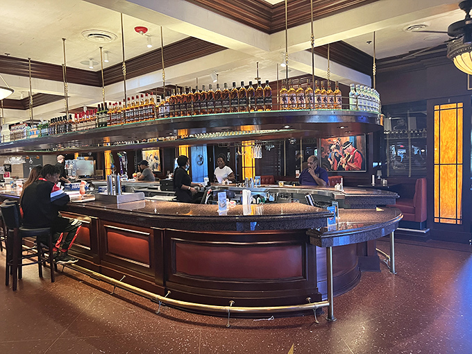 Belly up to this beauty! This bar's got more bottles than a message-in-a-bottle convention. Your next adventure is just a cocktail away.