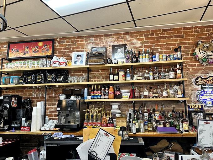 Bottoms up and forks out! The bar area is a testament to New Orleans' love affair with good food and even better drinks.