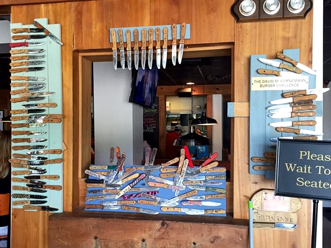 The burger challenge wall: Where legends are made and stretchy pants are recommended.