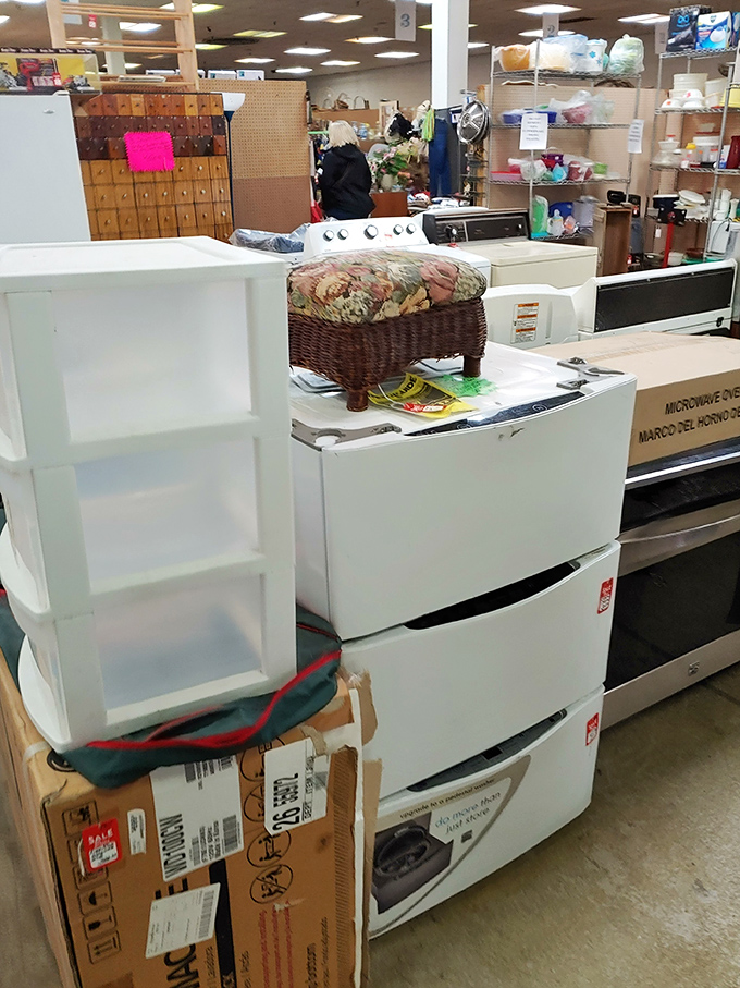 China cabinets and curio cases galore! It's like your grandmother's living room exploded, in the best possible way.
