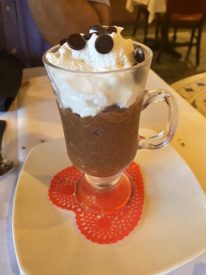 Chocolate mousse that's lighter than air but richer than a tech billionaire. Topped with a dollop of pure joy.