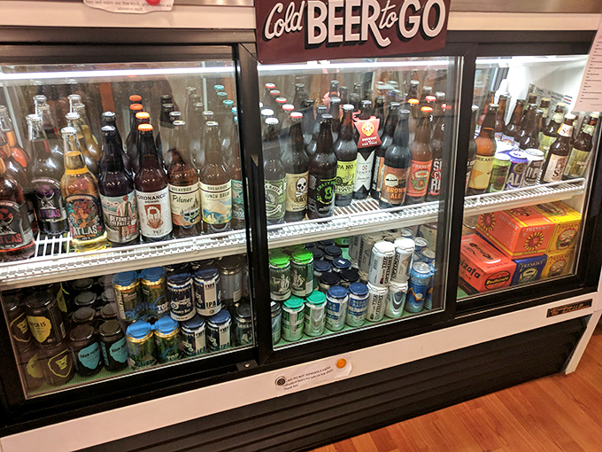 The "Cold Beer to Go" fridge &ndash; because sometimes you need a sandwich sidekick for the road. It's like a treasure chest, but instead of gold, it's filled with liquid happiness.