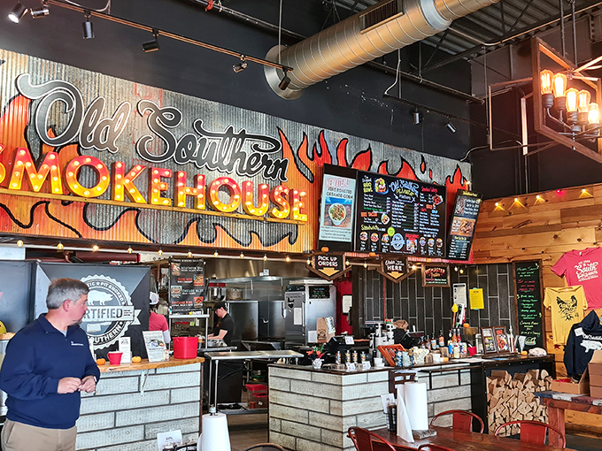 Where the magic happens! This counter is the gateway to gastronomic bliss, manned by BBQ wizards in aprons.