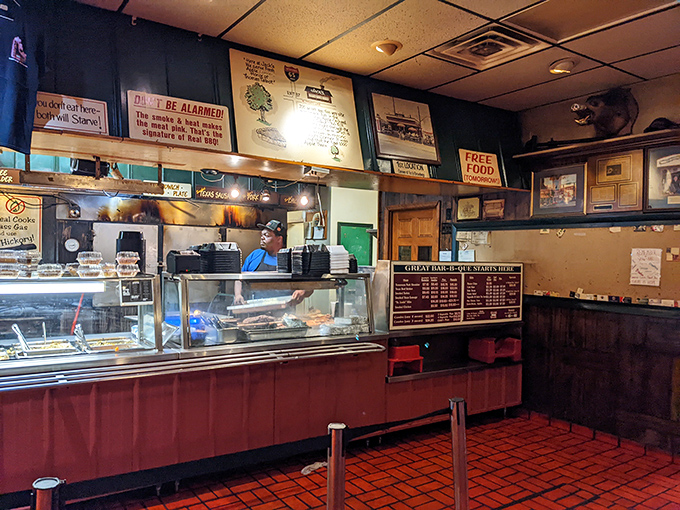 Where the magic happens. Behind this counter, pit masters transform humble cuts into transcendent barbecue experiences.