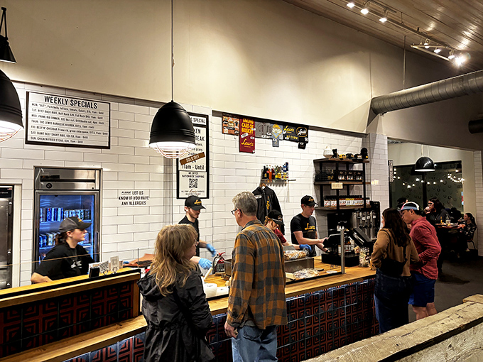 Hustle and Bustle at the Counter: Where hungry patrons queue for a taste of smoky perfection—order up!