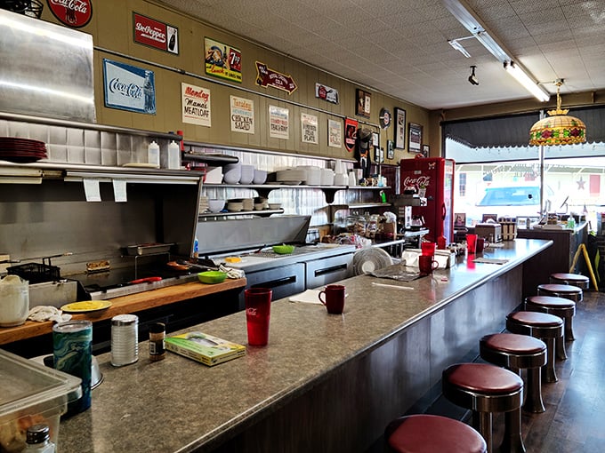 The counter with its classic swivel stools has witnessed decades of local gossip, political debates, and the occasional "I shouldn't, but I will" dessert order.