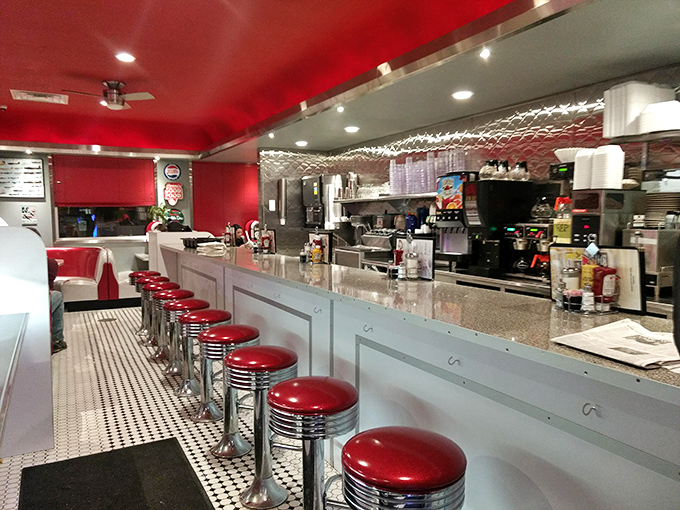 Take a seat at the counter of contentment. These red stools are like front-row tickets to the breakfast show.