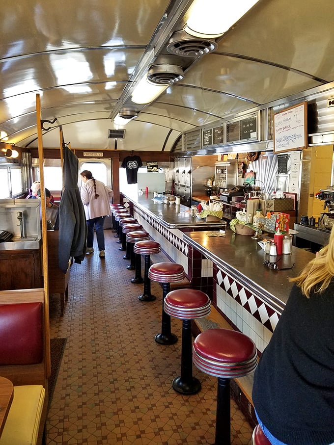 These red swivel stools have supported generations of Vermonters. Each one has heard more town gossip than the local newspaper editor.