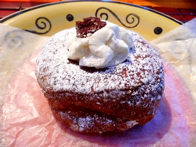 Layer upon layer of buttery, flaky goodness. This cream-filled cronut is what pastry dreams are made of.