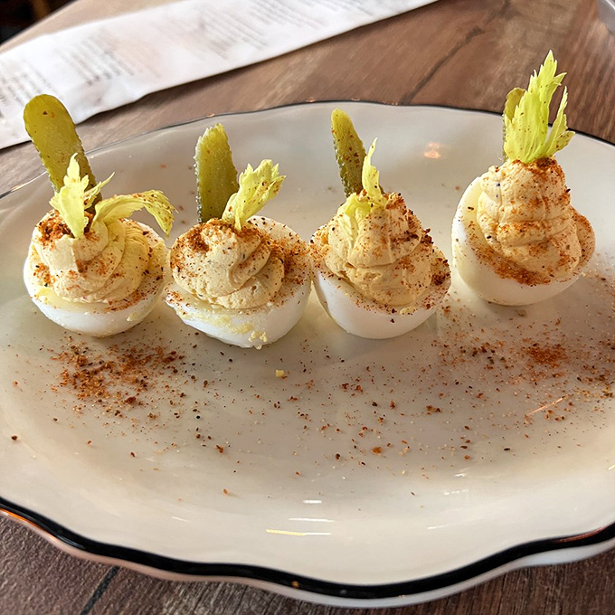These aren't your grandma's deviled eggs &ndash; unless your grandma was a gourmet pirate. Devilishly delicious and dressed to impress!